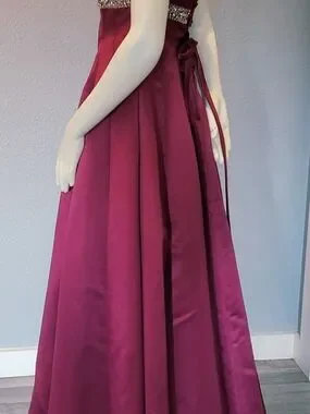 Dresses | Strapless Burgundy Evening Gown With Embellished Waist Size 1 ...